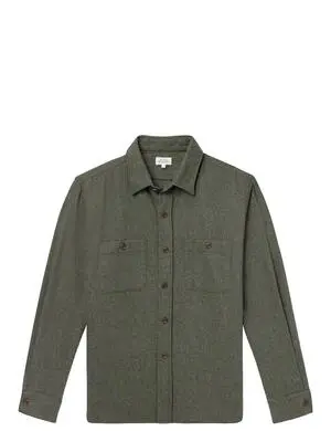 Hartford Percey Wool-blend Canvas Shirt - Green