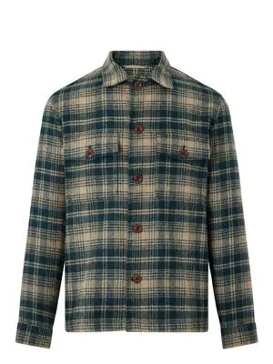 Hartford Checked Wool-blend Overshirt - Green