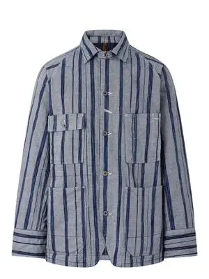 Kapital Cactus Striped Cotton-kasuri Chore Jacket - Blue