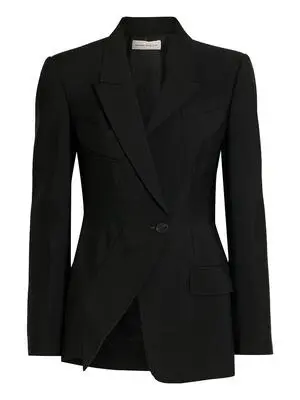 Alexander McQueen Asymmetrical Wool Blazer - Black
