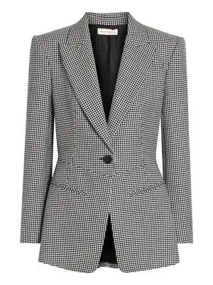 Alexander McQueen Pleated Houndstooth Wool-tweed Blazer - Black