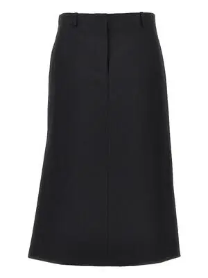 Fendi Grain De Poudre Wool Midi Skirt - Black