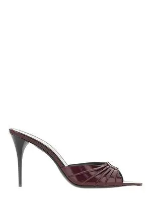 Saint Laurent SAINT LAURENT "Babylone" Leather Mules Red
