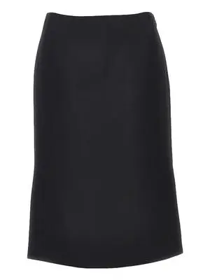 Fendi Grain De Poudre Wool And Silk Midi Skirt - Black