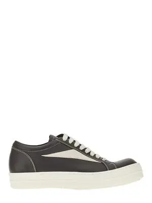 Rick Owens Leather Sneakers With Contrast Detailing - Brown