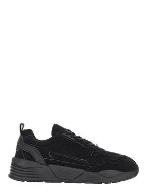EA7 Coated Nylon Sneakers With Embossed Eagle Logo - Black