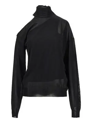Fendi Silk Organdie Long Sleeve Top - Black