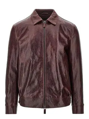 EMPORIO ARMANI EMPORIO ARMANI Leather Jacket With Wrinkled Effect