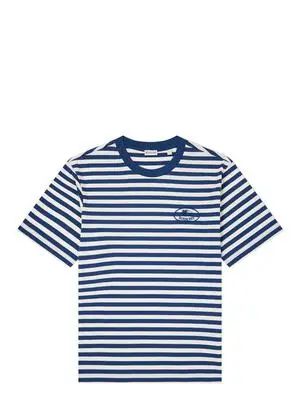 Burberry Ryan Logo-embroidered Striped Cotton-blend Jersey T-shirt - Blue