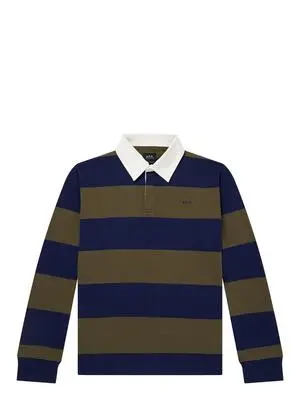 A.p.c. Isaac Logo-embroidered Striped Cotton Polo Shirt - Blue