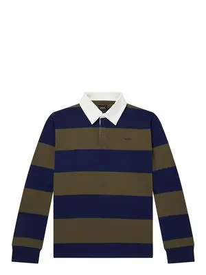 A.p.c. Isaac Logo-embroidered Striped Cotton Polo Shirt - Navy