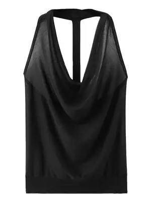 Mango Draped Fine Knit Top - Black