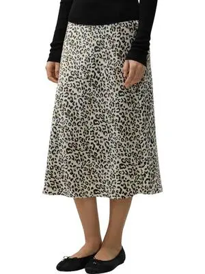 Lilysilk Leopard Print Bias Cut Silk Skirt - Dawn Leopard