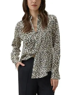 Lilysilk Leopard Print Silk Charmeuse Shirt - Dawn Leopard