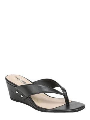 LIFESTRIDE Stella Wedge Flip Flop With Stud Detailing - Black
