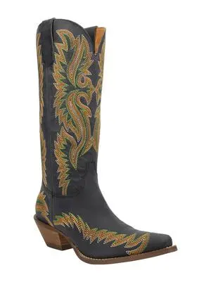DINGO Lantana Leather Western Boots - Black