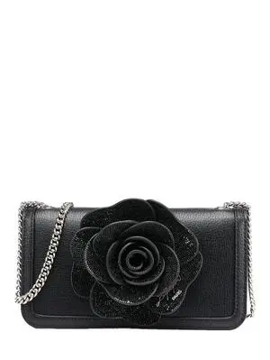Karl Lagerfeld Paris Kosette Flower Applique Crossbody Bag - Black/silver