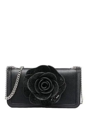 Karl Lagerfeld Paris Kosette Flower Applique Crossbody Bag - Black/silver