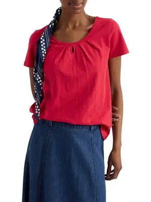SEASALT CORNWALL Organic Cotton Keyhole T-shirt - Raspberry