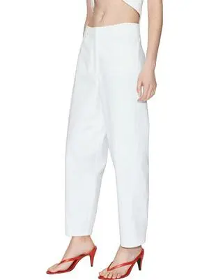 Mango High-waisted Balloon Pants With Tapered Leg - White