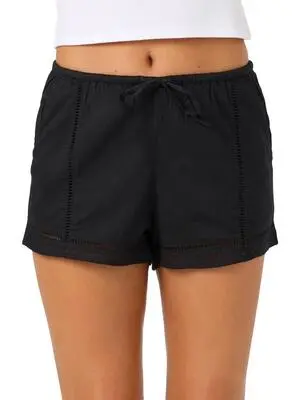 O'Neill Cotton Shorts With Ladder Stitch Detail - Black