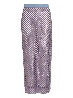 ZANKOV Halene Sequin Openwork Midi Skirt - Rain