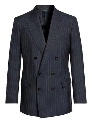 TOM FORD Chalk Stripe Double-breasted Sport Coat - Ucc Navy