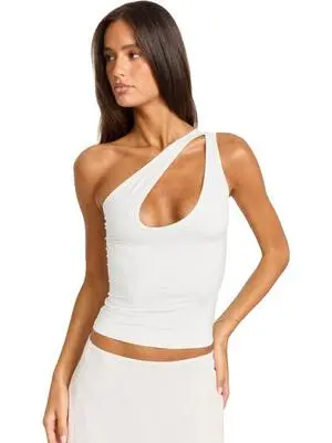SASHA THERESE Alia One-shoulder Cut-out Top - White