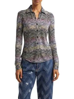 Missoni Metallic Jacquard Knit Button-up Shirt - Smson