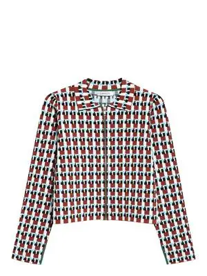 ZANKOV ZANKOV Geometric Print Zip-Up Shirt Jacket