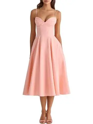 House Of Cb Dahlia Stretch Cotton Cocktail Dress - Peach