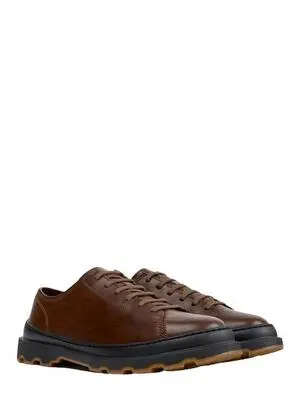 Camper Brutus Leather Plain Toe Lace Up Shoe - Medium Brown
