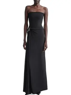 GRACE LING Strapless Maxi Dress With Sculptural Charms - Black