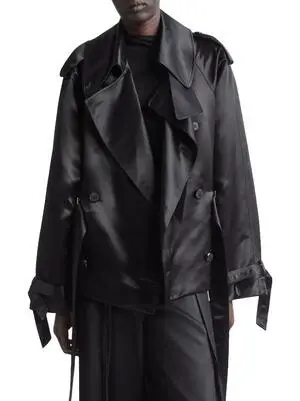 GRACE LING GRACE LING Liquid Satin Cropped Trench Coat