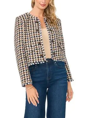 Vince Camuto Bouclé Blazer With Feathery Trim - Multi