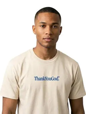 AMIR JAMES CLOTHIERS Amir James Clothiers "ThankYouGod" Graphic T-Shirt Bone