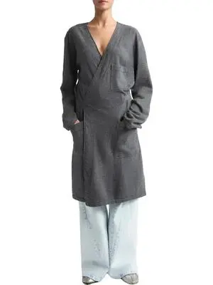 MAISON MARGIELA Virgin Wool Wrap Cardigan - Medium Grey