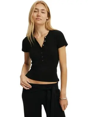 COTTON ON Blake Henley Short Sleeve - Black