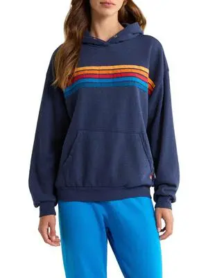 Aviator Nation 5 Stripe Hoodie - Navy