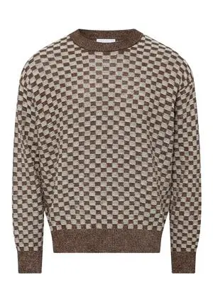 LE PERE Knit Basketweave Sweater - Brown