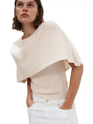 H&m Fine-knit Cape Top - Light Beige
