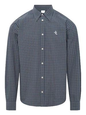 LE PERE Poplin Button Down Shirt Blue Check