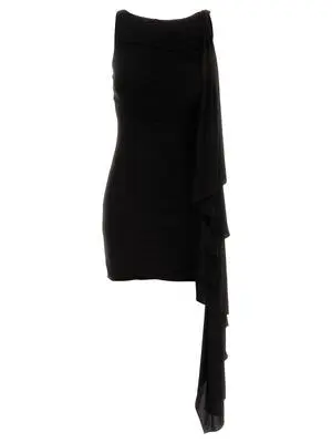 Alexander Wang Jersey Mini Dress With Draping - Black