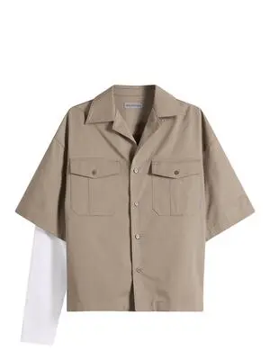 Balenciaga Double Layer Bowling Shirt - Beige