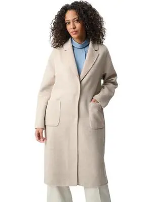 Joseph Ribkoff Wool Blend Plaid Reversible Boxy Coat - Oatmeal/multi