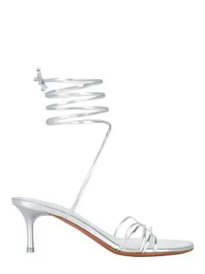 Amina Muaddi AMINA MUADDI Lori 60 Lace Up Sandal In Metallic Silver Silver