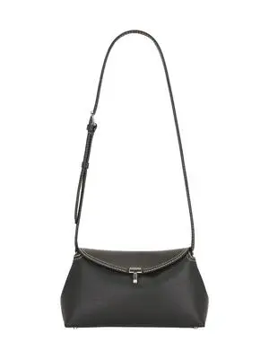 TOTEME T-lock Grained Leather Clutch - Black