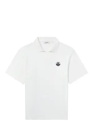 FRAME Logo-embroidered Cotton-piqué Polo Shirt - Neutrals