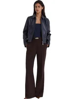 REISS Leona Flared Knot-hardware Belted Trousers - Grape