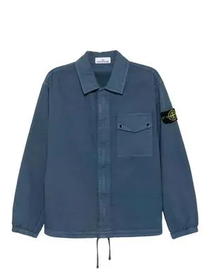Stone Island Compass-patch Herringbone Shirt - Blue